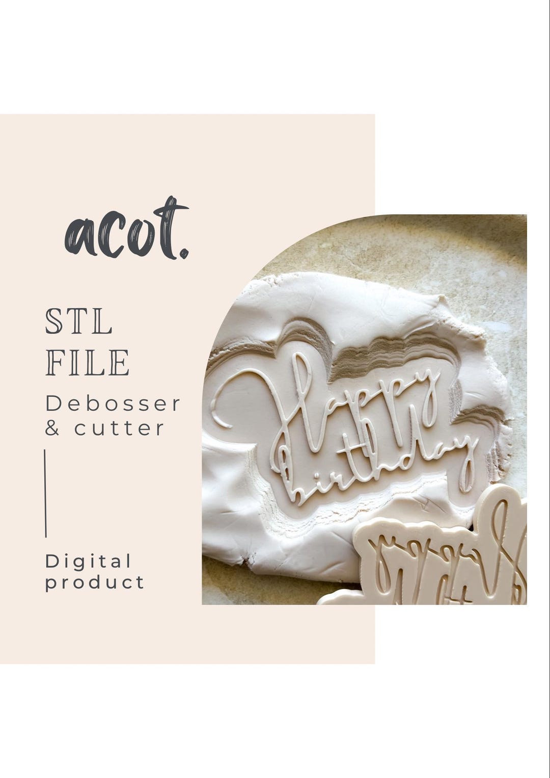 Happy Birthday Cookie Stamp and Cutter STL File - Etsy