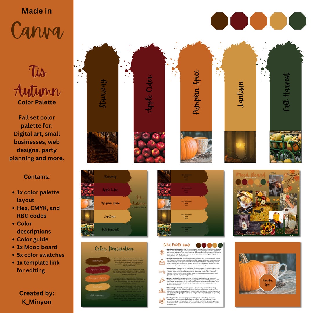 Fall Color Palette | Color Palette With HEX/CMYK/RGB Codes | Color ...