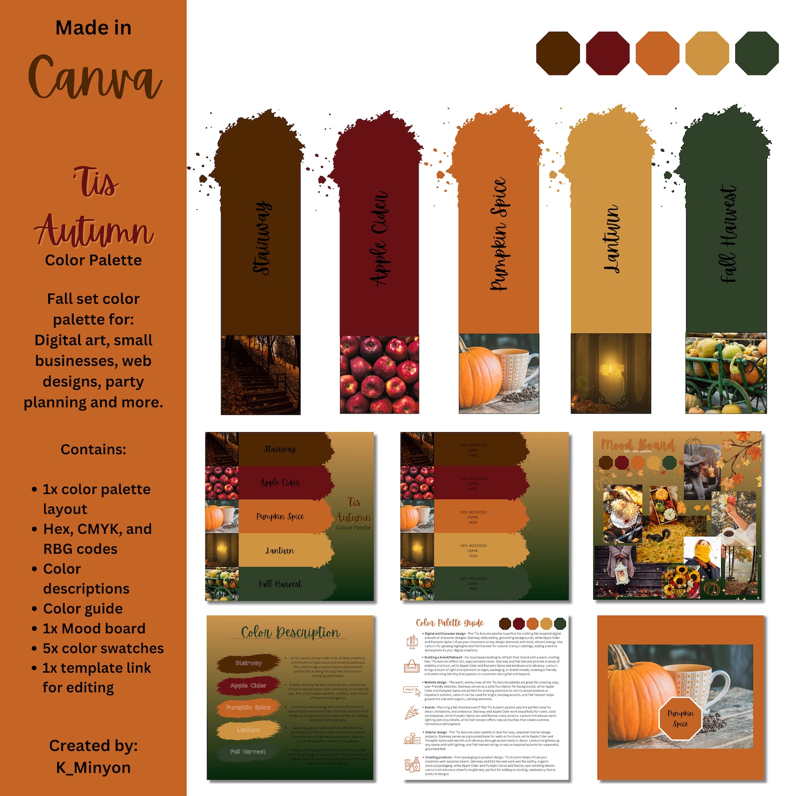 Fall Color Palette | Color Palette With HEX/CMYK/RGB Codes | Color ...