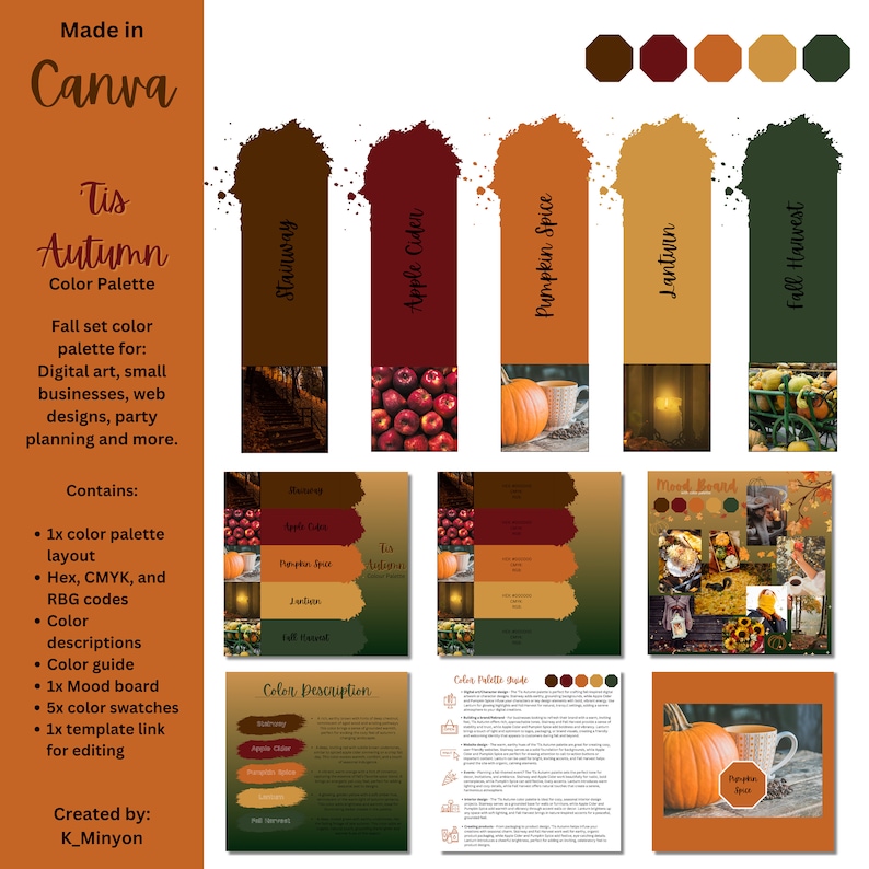 Fall Color Palette | Color Palette With HEX/CMYK/RGB Codes | Color ...
