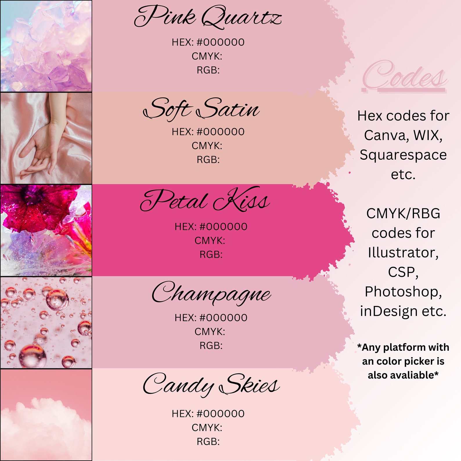 Pink Color Palette | Color Palette With HEX/CMYK/RGB Codes | Color ...