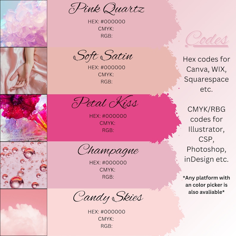 Pink Color Palette | Color Palette With HEX/CMYK/RGB Codes | Color ...