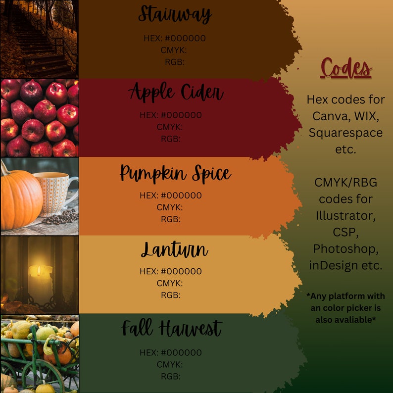 Fall Color Palette | Color Palette With HEX/CMYK/RGB Codes | Color ...