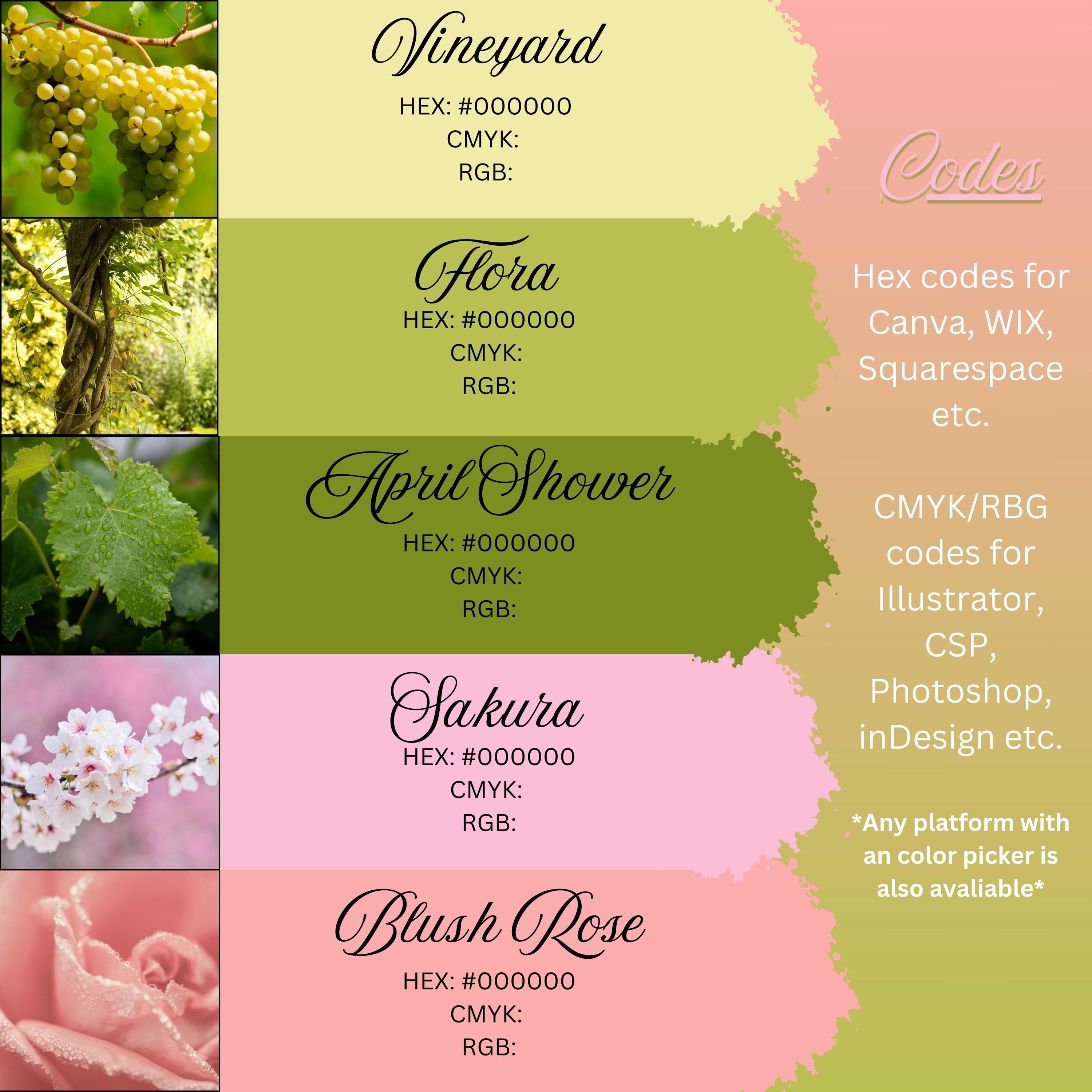 Green-pink Color Palette | Color Palette With HEX/CMYK/RGB Codes ...