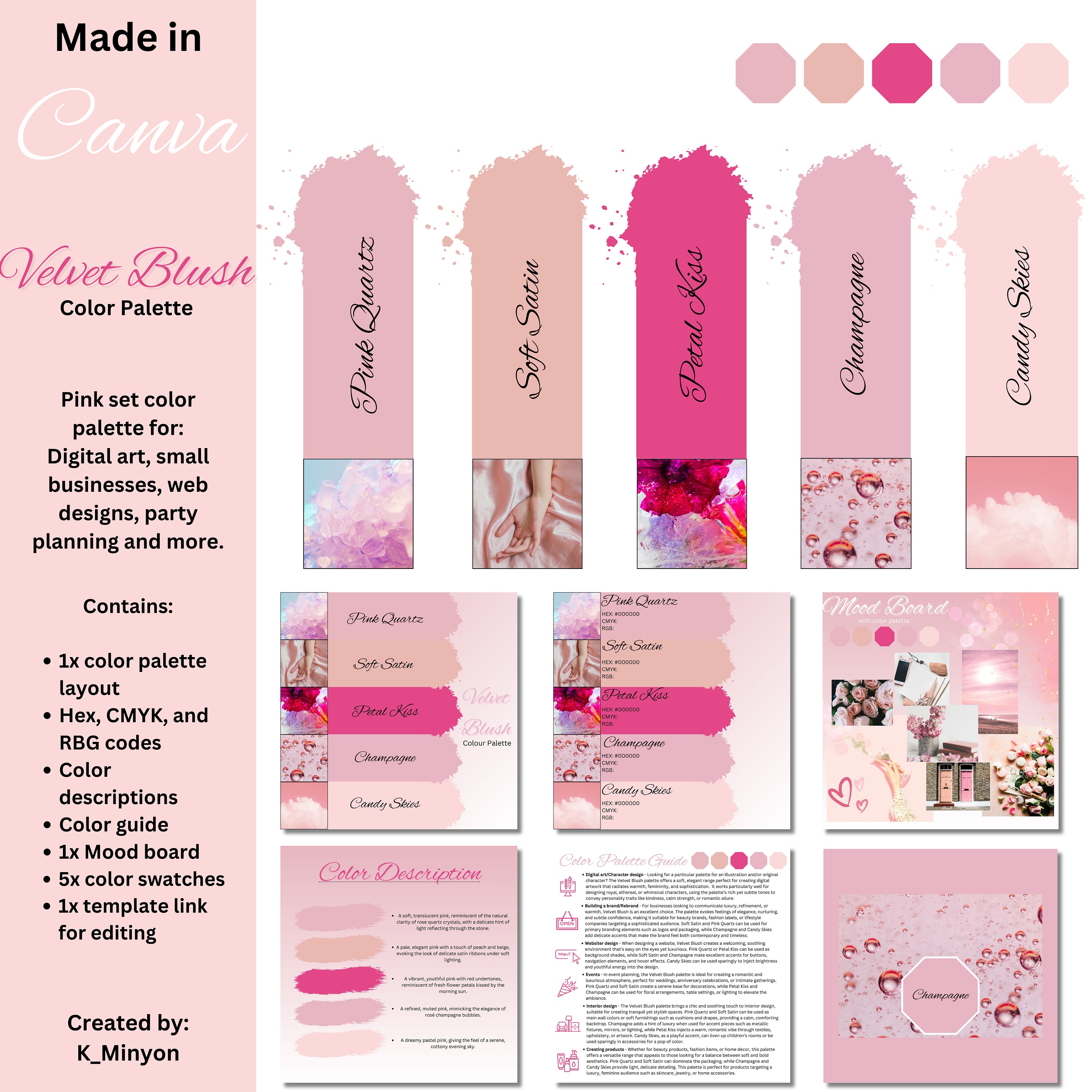 Pink Color Palette | Color Palette With HEX/CMYK/RGB Codes | Color ...