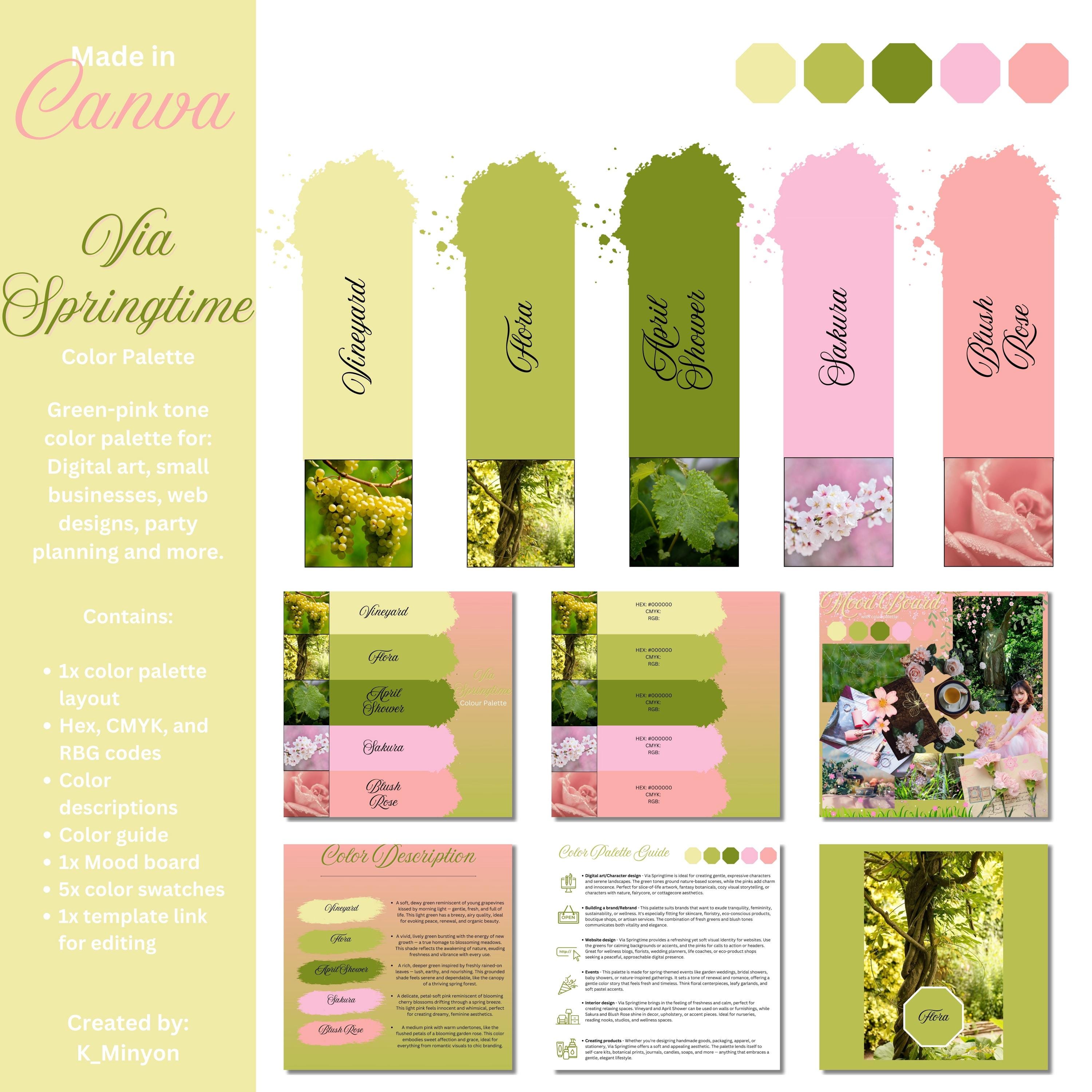 Green-pink Color Palette | Color Palette With HEX/CMYK/RGB Codes ...