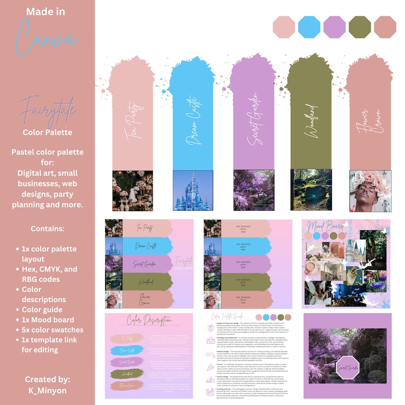 Fairytale Pastel Color Palette: HEX/CMYK/RGB Codes (digital Download ...