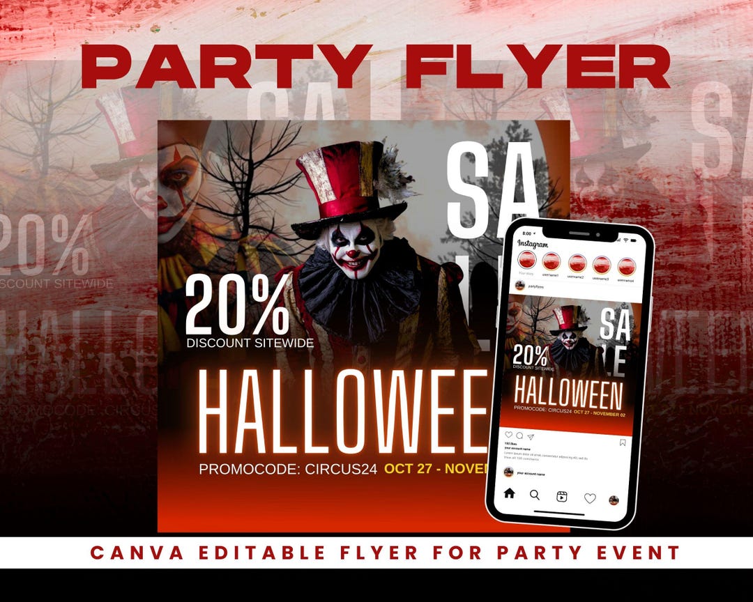 Editable Halloween Sale Flyer Template Canva Design Customizable ...