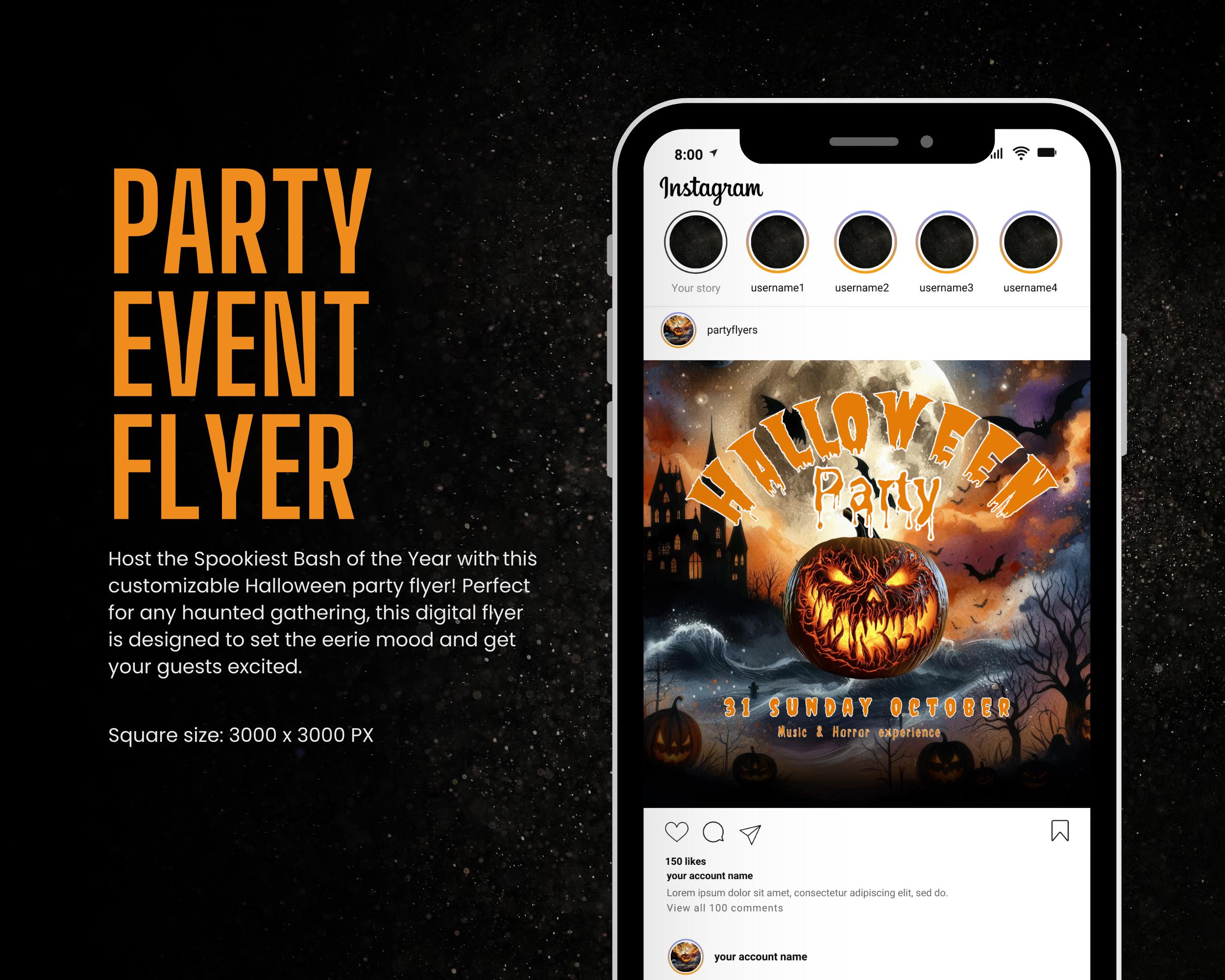 Editable Halloween Party Flyer Template Canva Design Customizable ...
