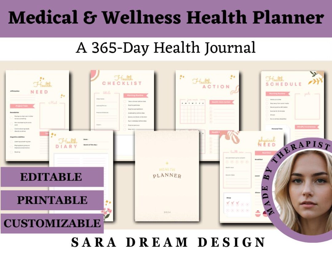 Wellness & Health Planner Printable | Self-care Journal | Mental Health ...