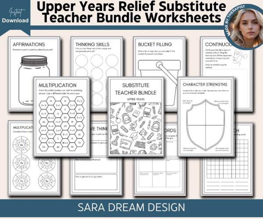 Upper Years Relief Substitute Teacher Bundle Worksheets - Etsy