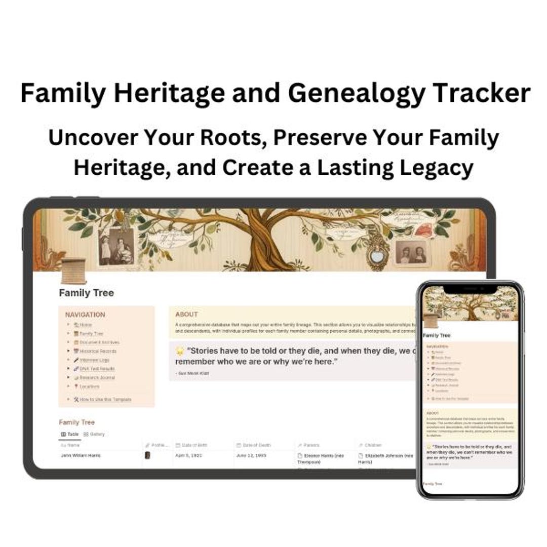 Family Heritage and Genealogy Tracker - Etsy