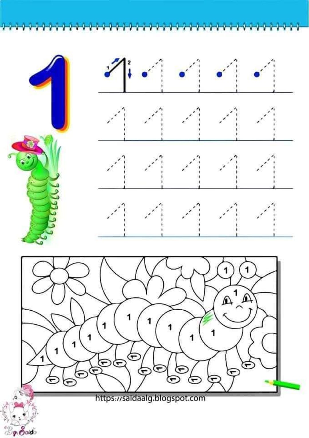 1-10 Number Tracing and Colouring, Preschool Worksheet, Handwriting ...