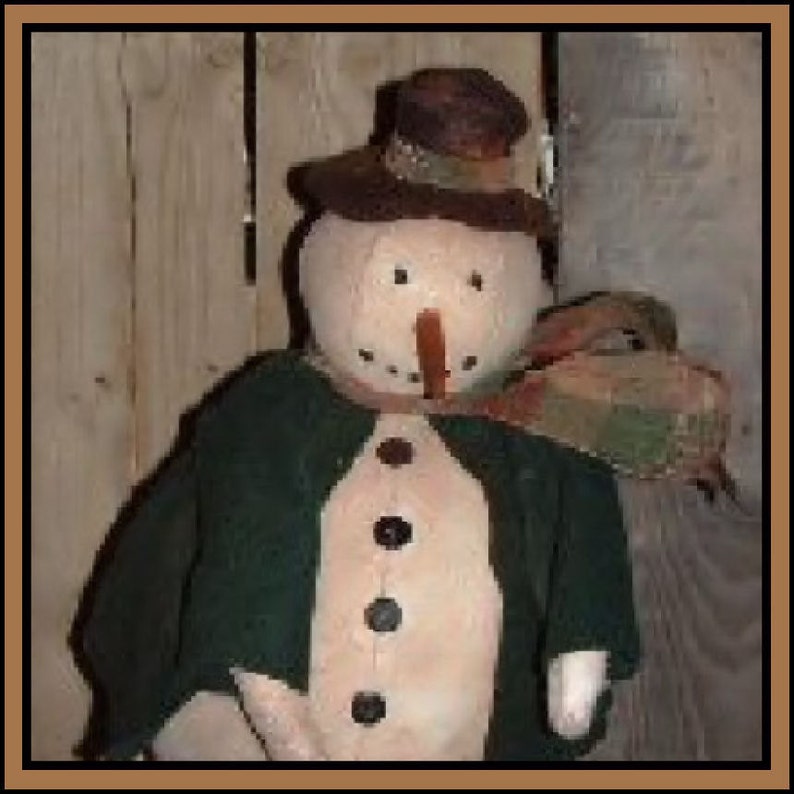 Primitive Folk Art Snowman Coat Hat Instant Download Epattern Digital ...