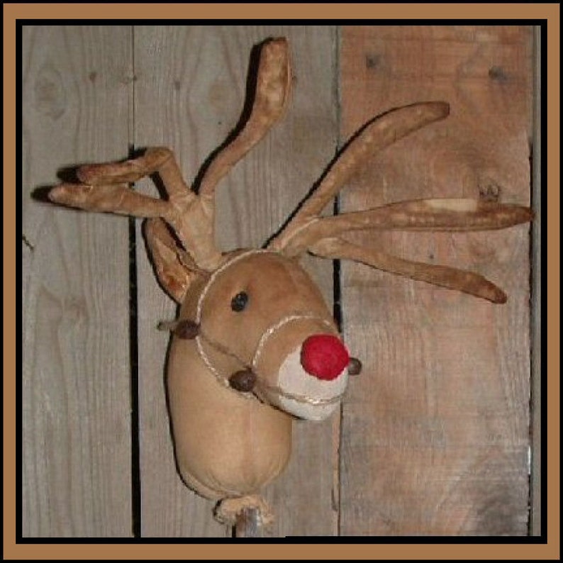 INSTANT DOWNLOAD Primitive Folk Art Red Nosed Reindeer Digital Sewing ...