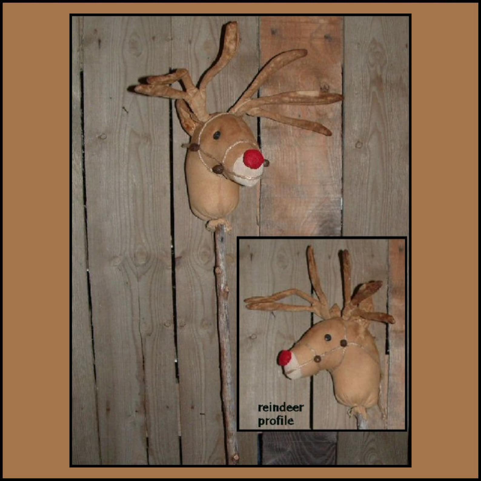 INSTANT DOWNLOAD Primitive Folk Art Red Nosed Reindeer Digital Sewing ...