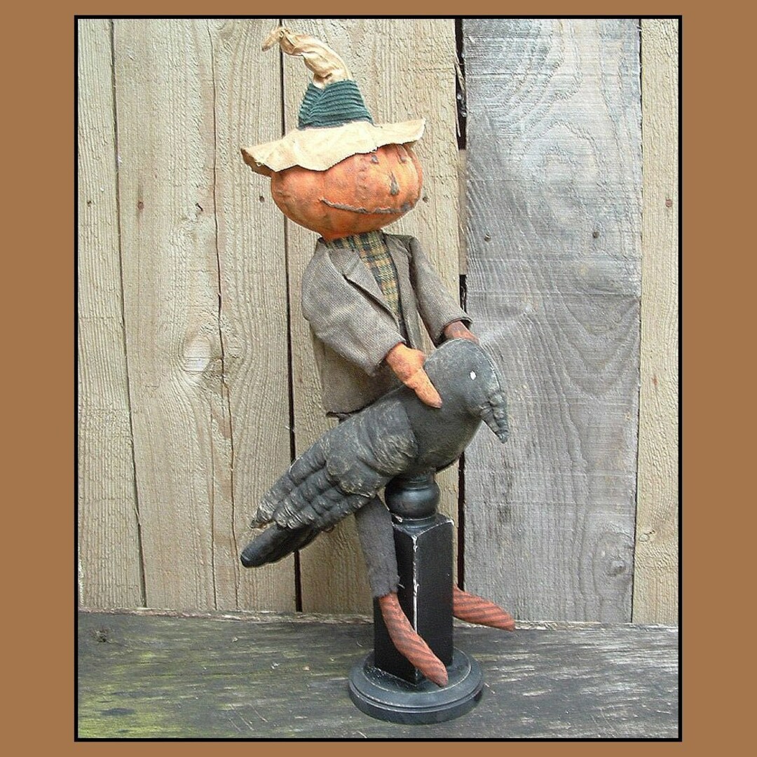 INSTANT DOWNLOAD DIGITAL Pdf Pattern Primitive Pumpkin Head Crow Rider ...