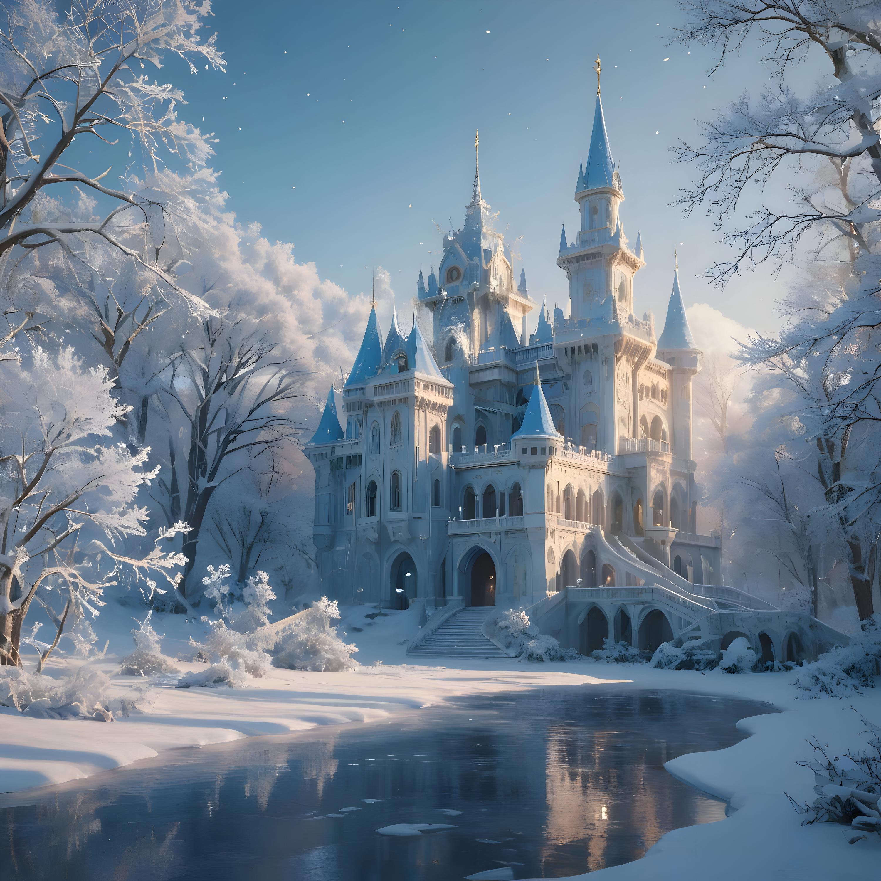 Icy Winter Castle Digital Art Winter Wonderland Digital Art Christmas ...