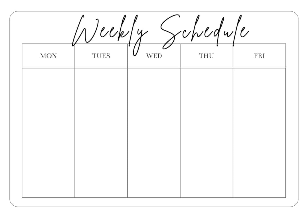 Weekly Planner Mon-fri Blank Printable - Etsy