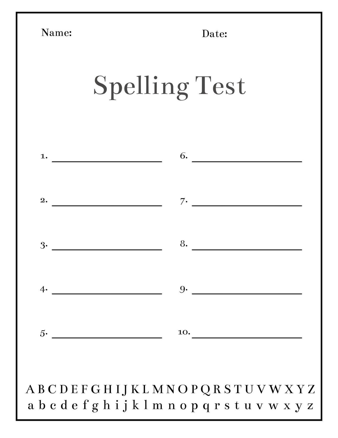 Simple Homeschool Spelling Test Printable - Etsy