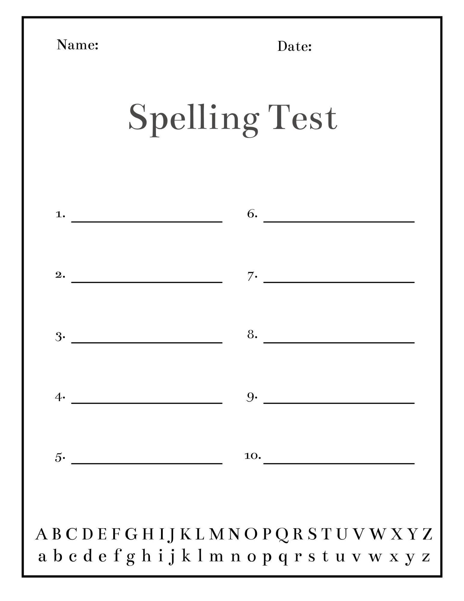 Simple Homeschool Spelling Test Printable - Etsy