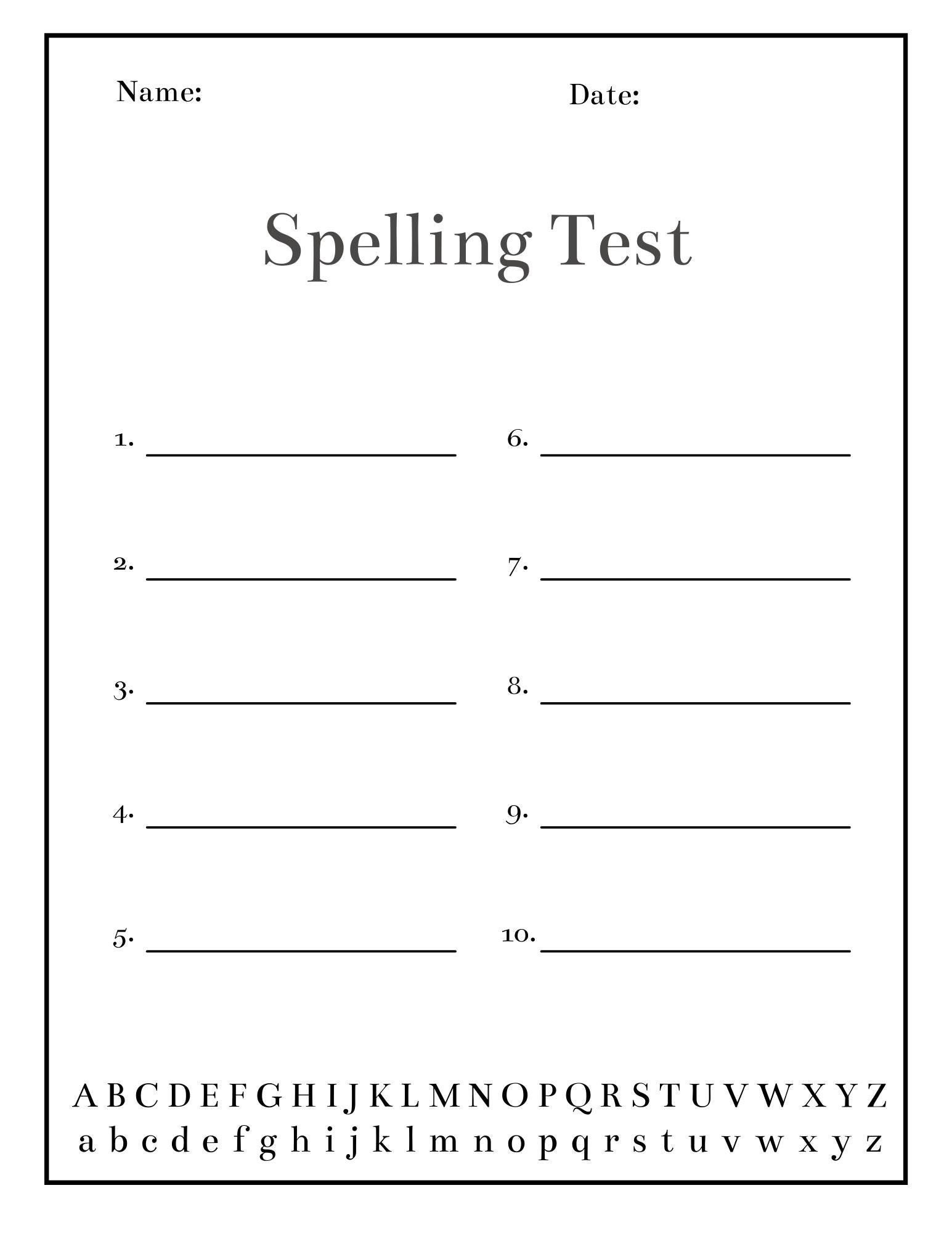 Simple Homeschool Spelling Test Printable - Etsy