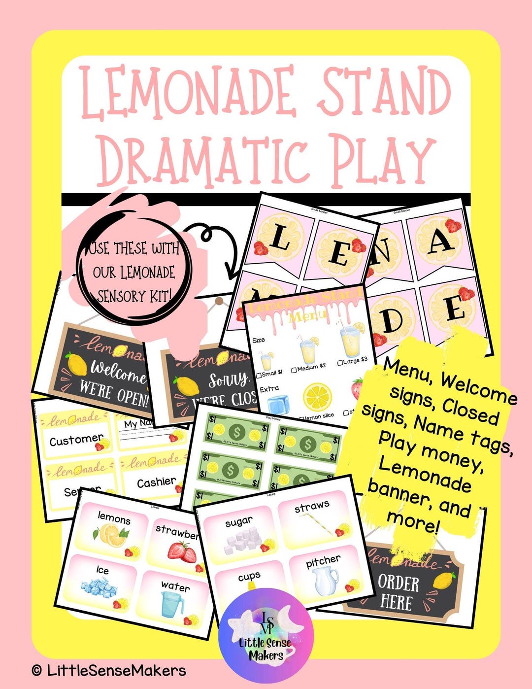 Lemonade Stand Dramatic Play Printables: Lemonade Sensory Kit Pack - Etsy
