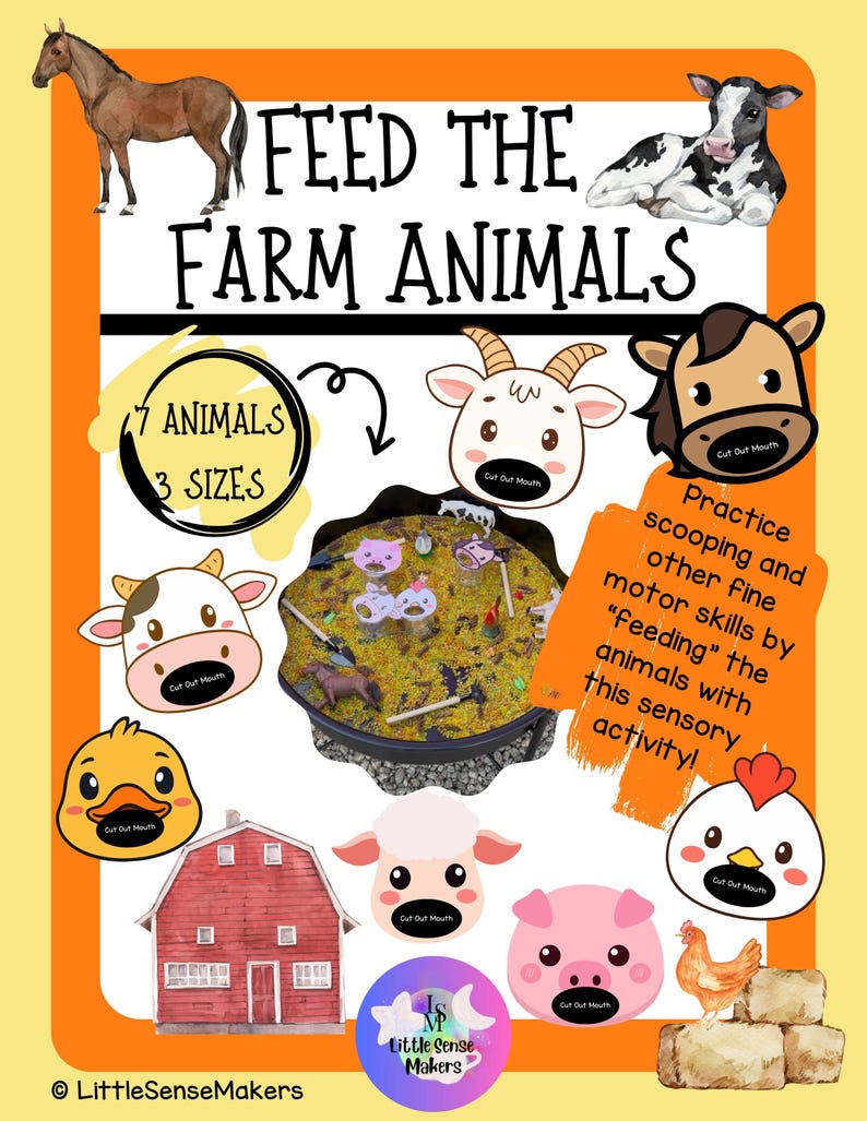 Feed the Farm Animals | Sensory Bin Activity | Fine Motor Skills ...