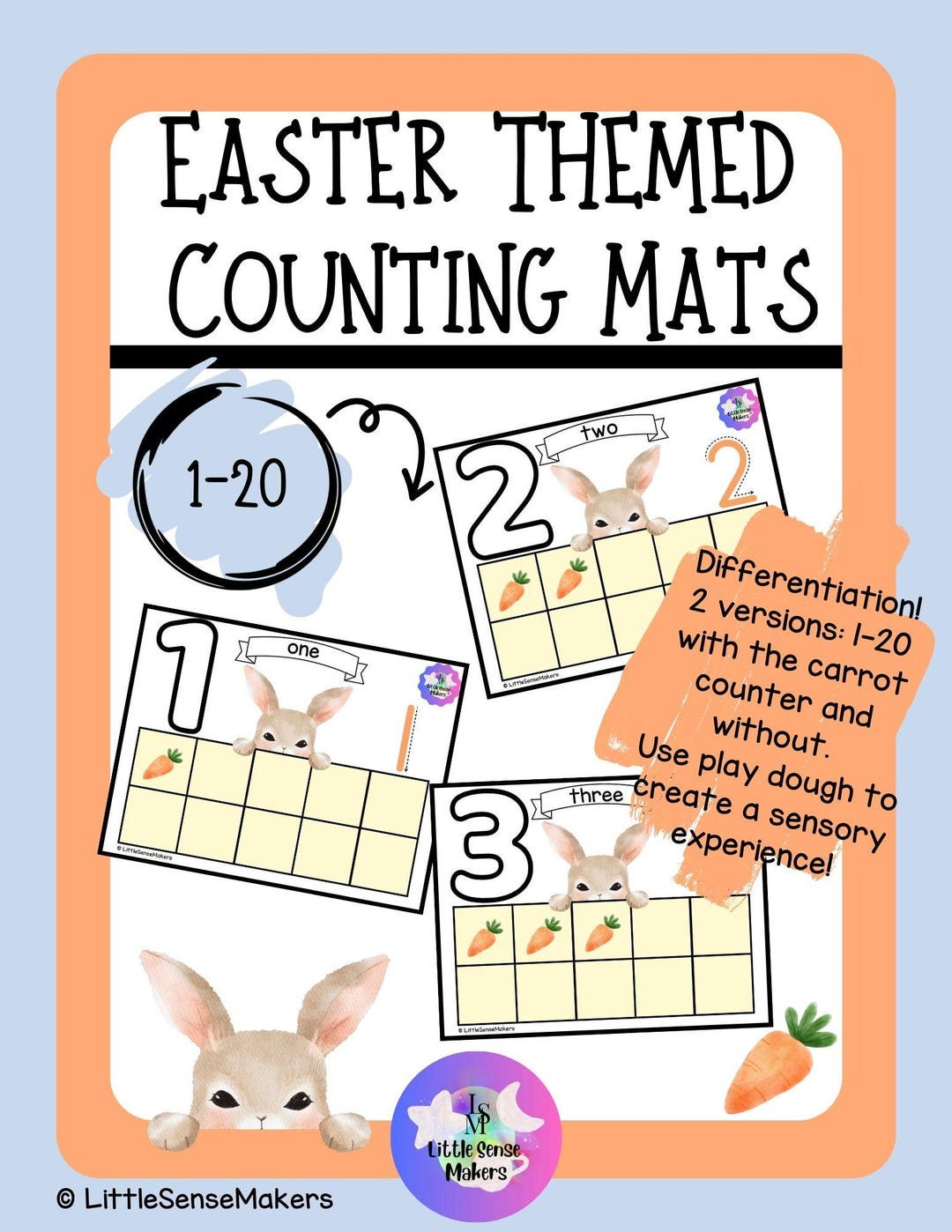 Easter | Play Dough Counting Mats 1-20 | Math Activity | Sensory ...