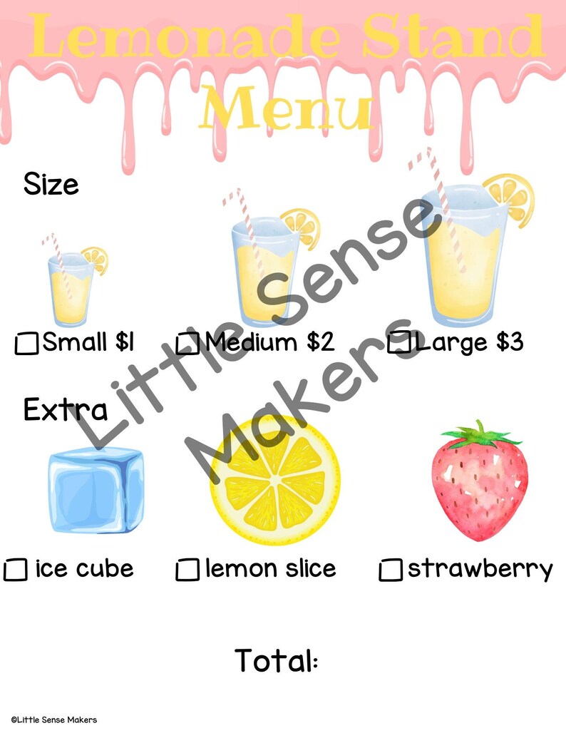 Lemonade Stand Dramatic Play Printables: Lemonade Sensory Kit Pack - Etsy