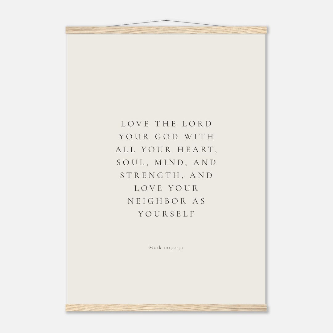 Mark 12:30 Bible Verse Poster With Pine Wood Hanger - Etsy