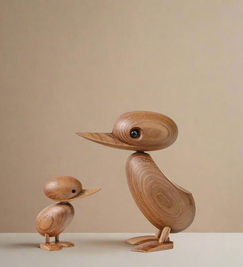 Handmade Wooden Duck Figurines – Minimalist Nordic Decor for Cozy ...