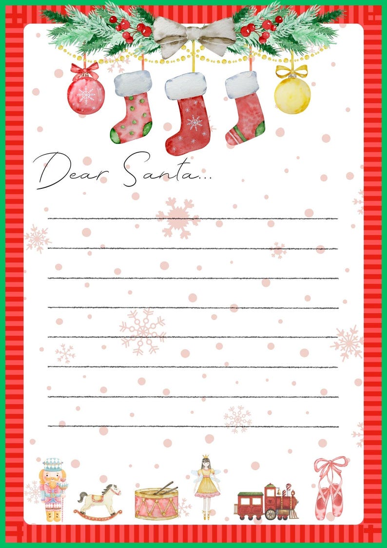 Printable Dear Santa Letter Template | Christmas Letter to Santa ...