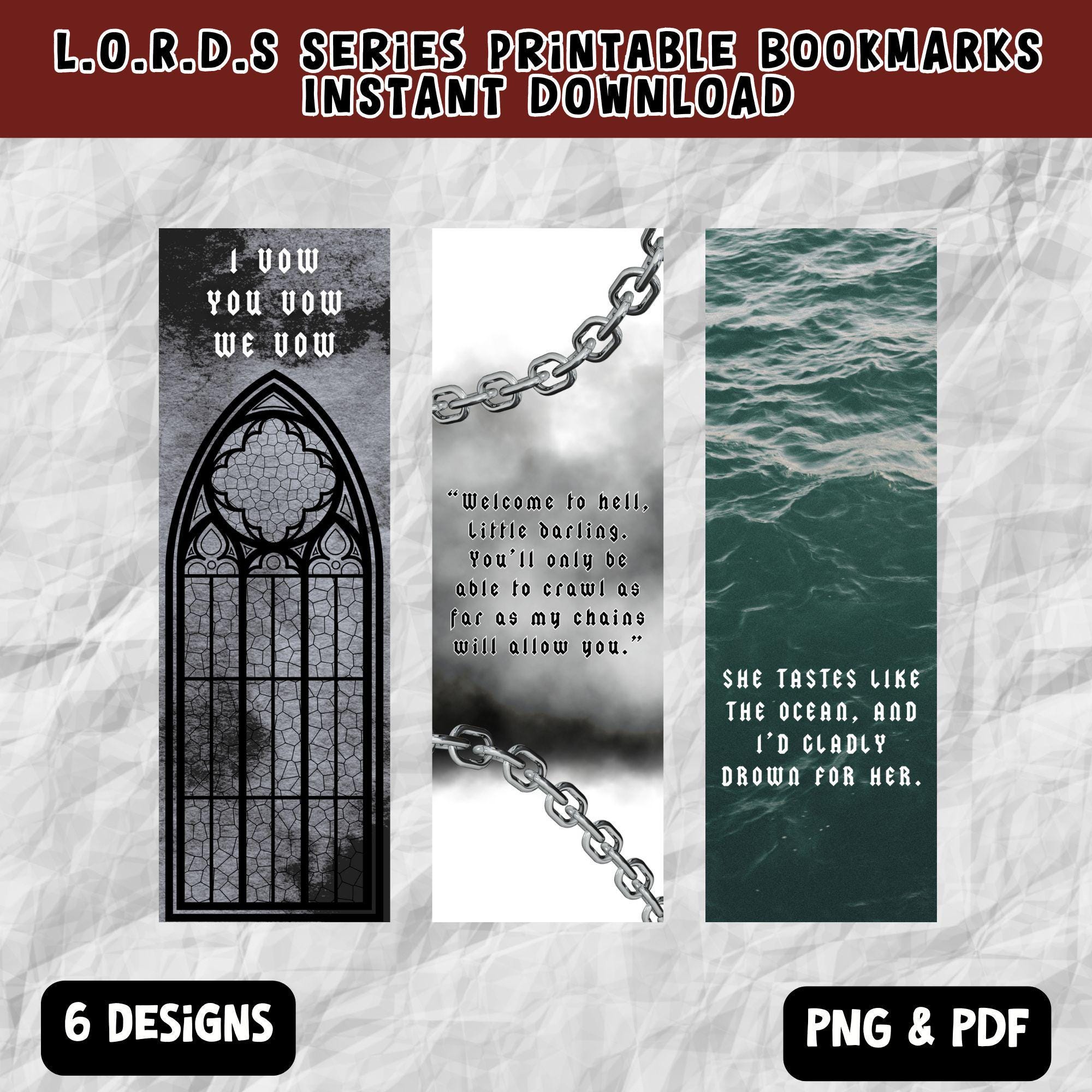 LORDS Series Inspired Bookmarks PDF and PNG Files - Instant Download ...