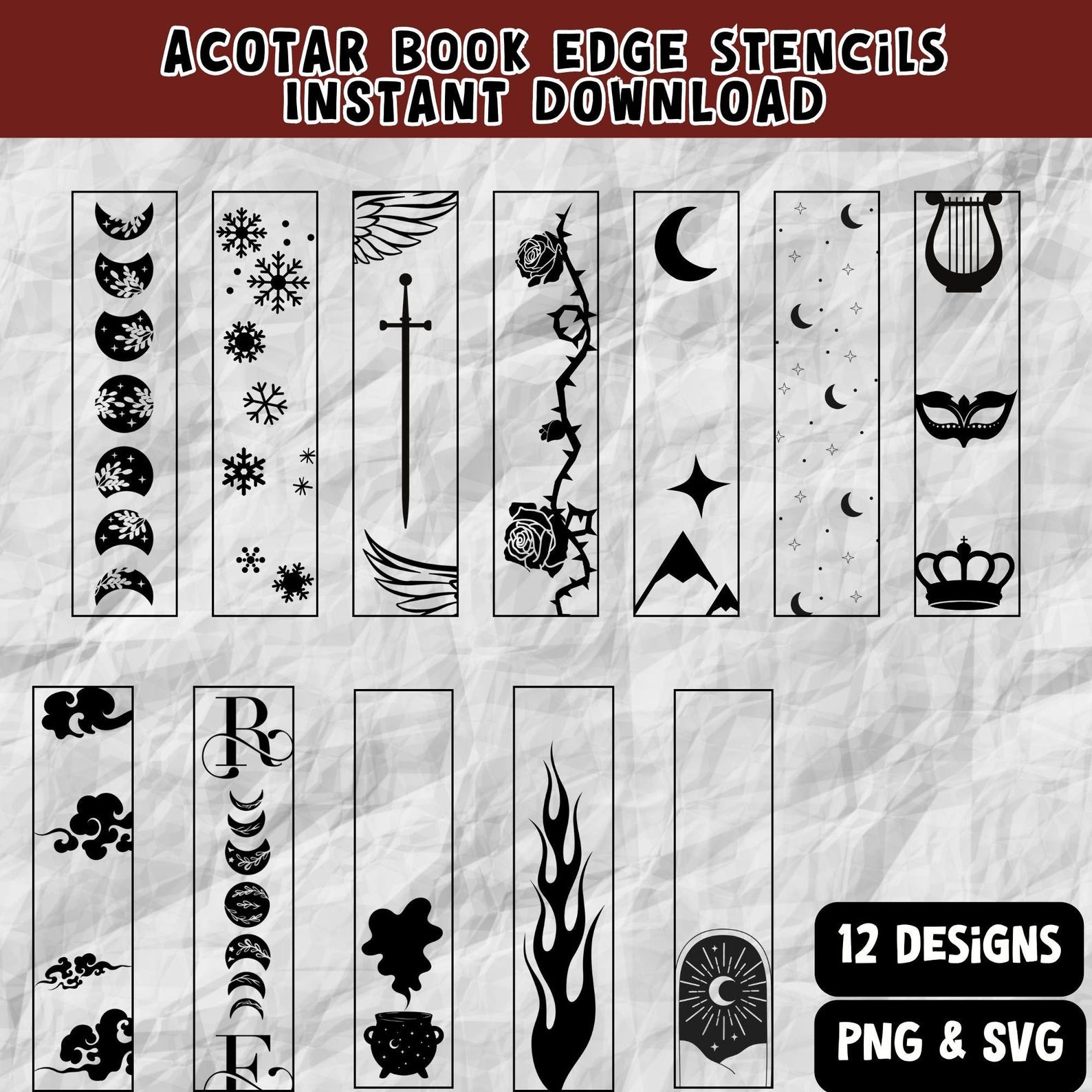 ACOTAR A Court of Thorns and Roses Edge Stencils for Sprayed Edges ...