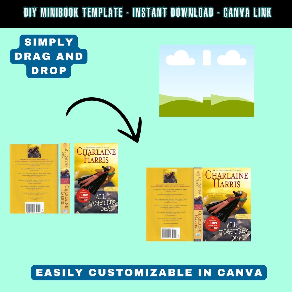 Mini Book Cover Templates, Miniature Books, Canva Editable Printable ...