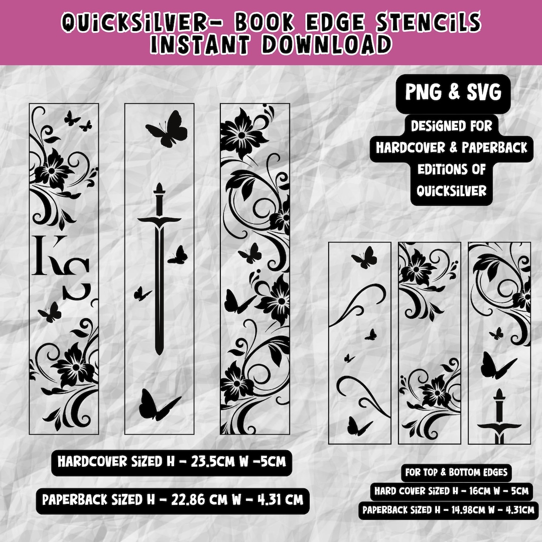 Quicksilver Book Edge Stencils for Sprayed Edges Booktok PNG SVG ...