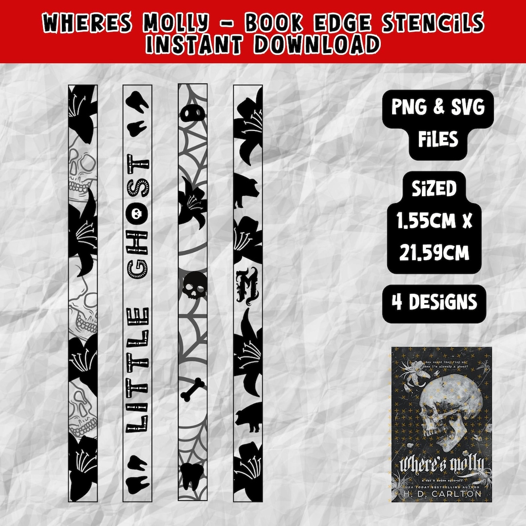 Wheres Molly Stencils for Sprayed Edges DIY SVG and PNG Files - Instant ...