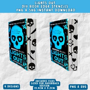 Lights Out Book Edge Stencils for Sprayed Edges Booktok PNG SVG Digital ...