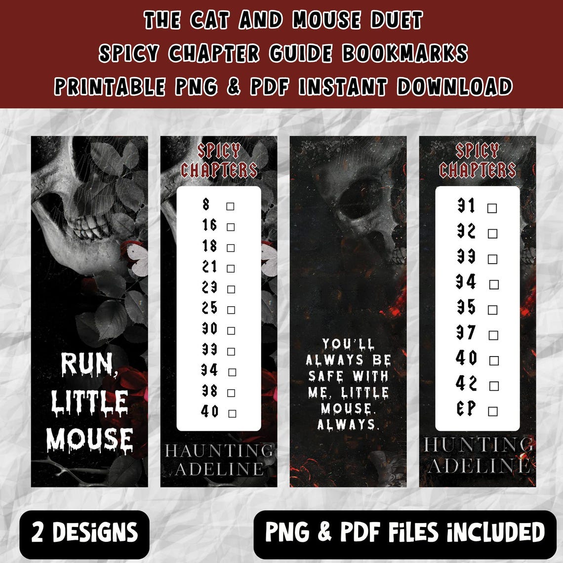 Cat and Mouse Duet Inspired Bookmarks PNG & PDF Files, Printable ...