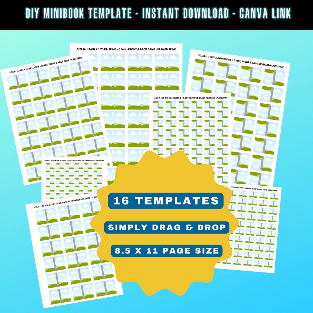 Mini Book Cover Templates, Miniature Books, Canva Editable Printable ...