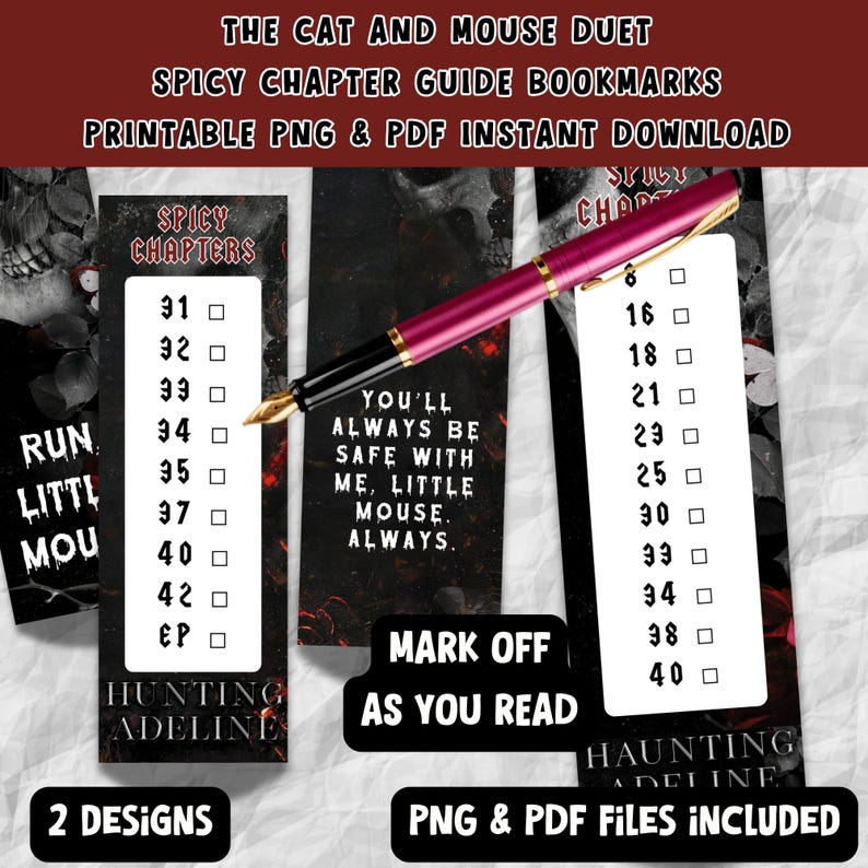 Cat and Mouse Duet Inspired Bookmarks PNG & PDF Files, Printable ...