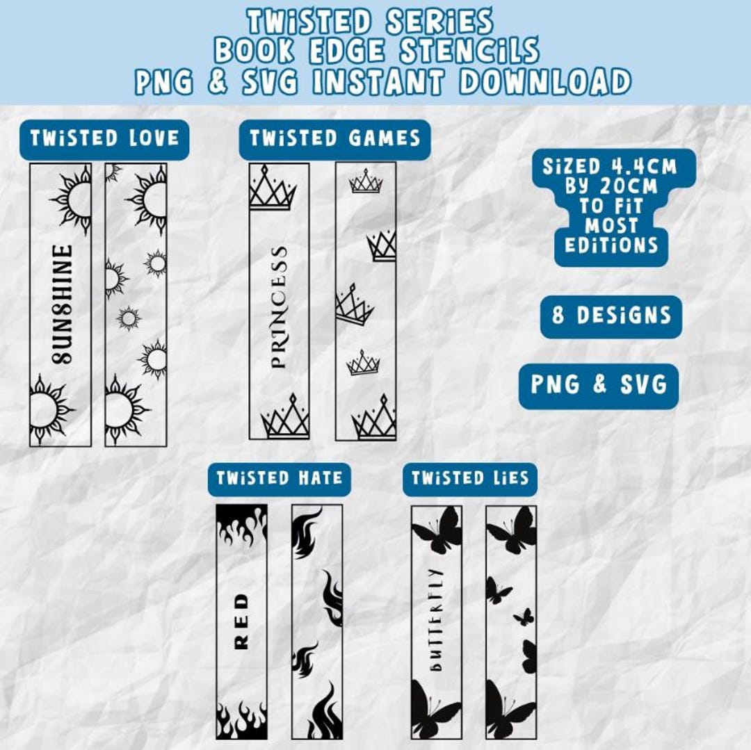 Twisted Series Book Edge Stencils for Sprayed Edges Booktok PNG SVG ...
