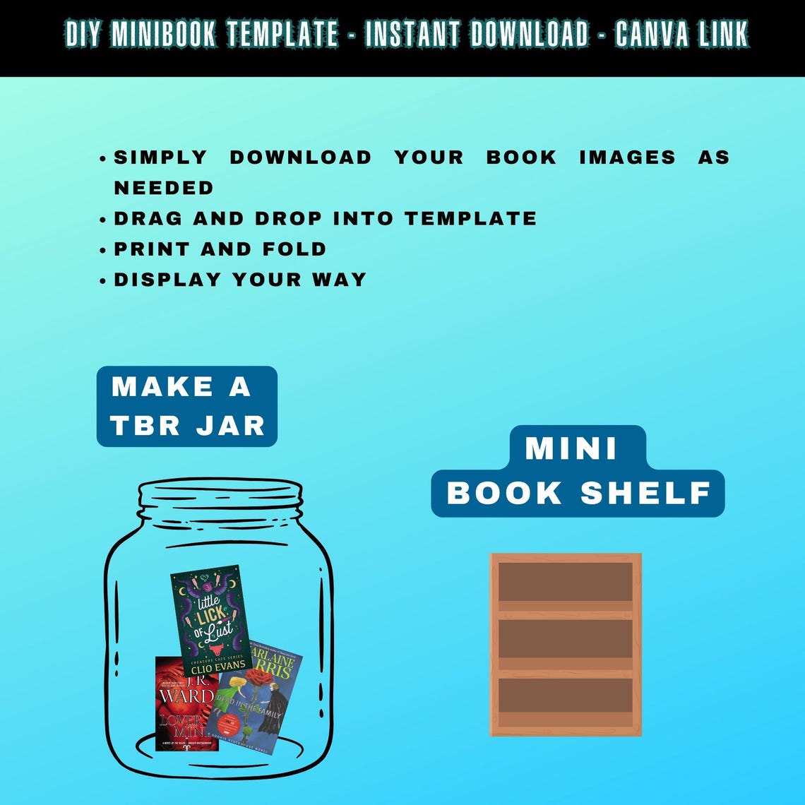 Mini Book Cover Templates, Miniature Books, Canva Editable Printable ...