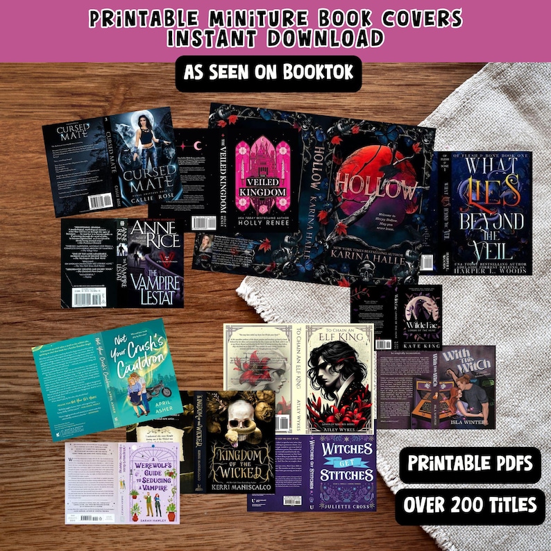 Mini Book Covers Printable Popular Titles Romantasy Booktok Titles ...