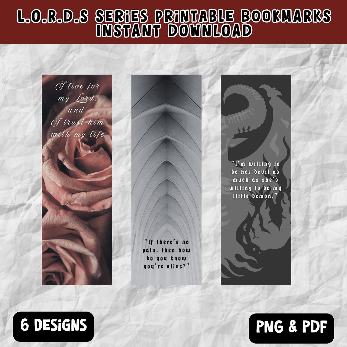 LORDS Series Inspired Bookmarks PDF and PNG Files - Instant Download ...