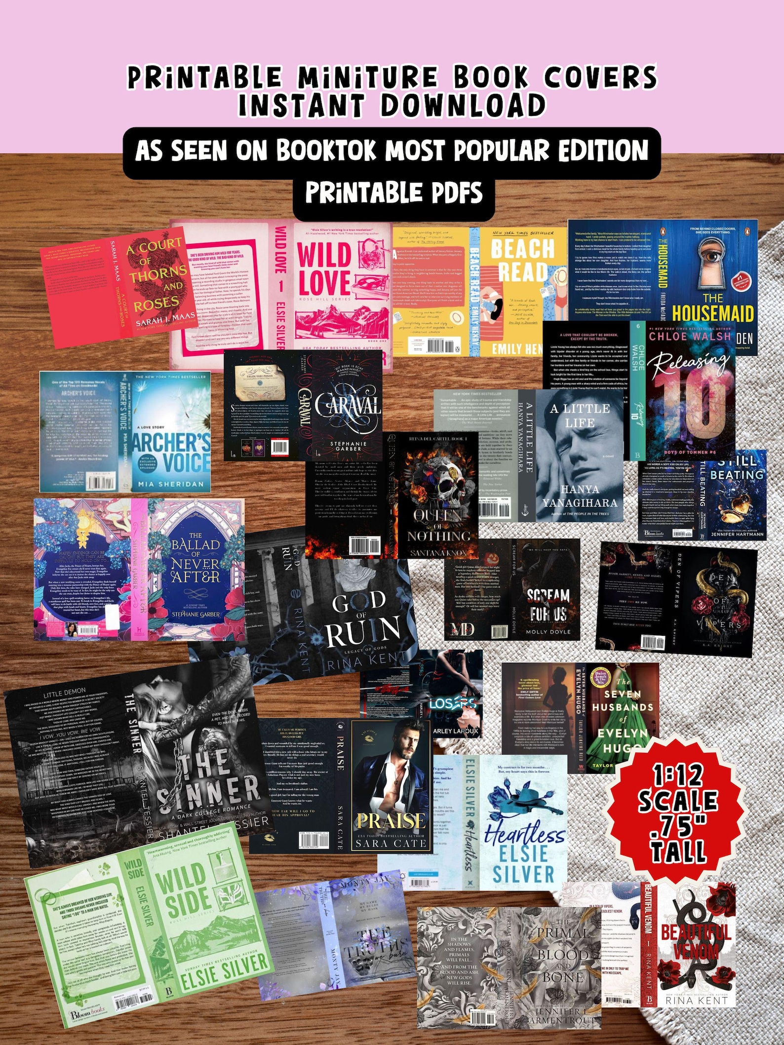 Mini Book Covers Printable 300+ Titles Popular Booktok Titles ...