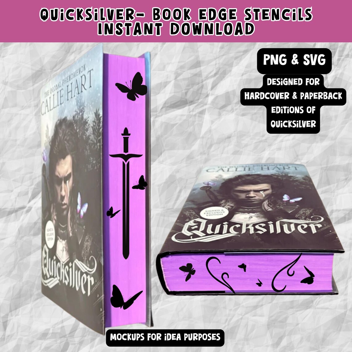 Quicksilver Book Edge Stencils for Sprayed Edges Booktok PNG SVG ...