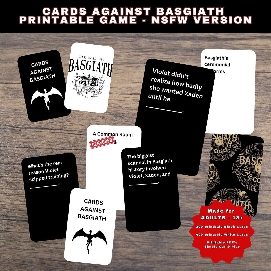 Cards Against Game Empyrean Series Themed Adult Version Printable Party ...
