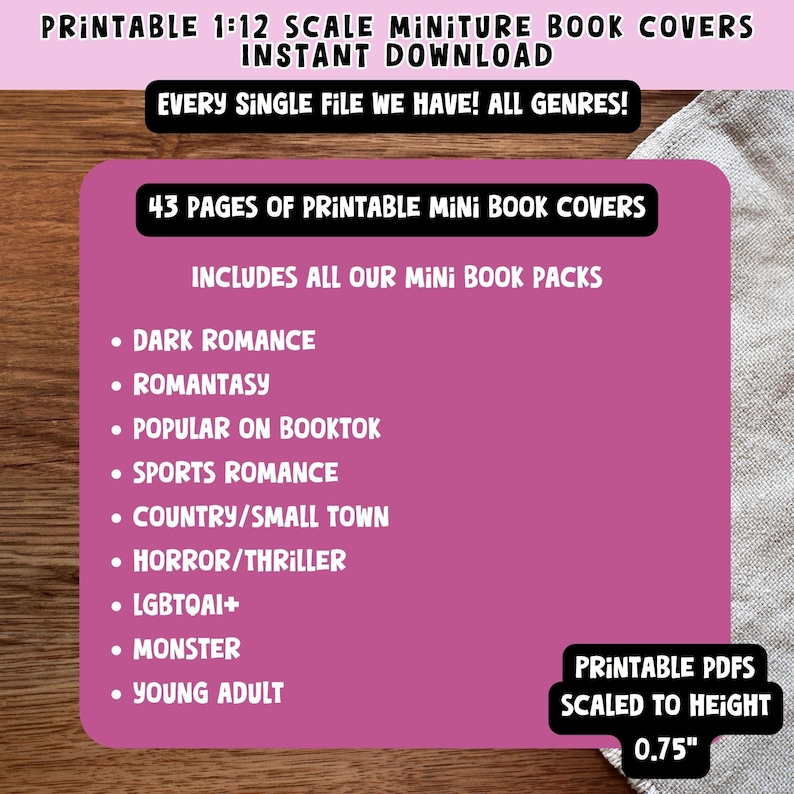 ALL Mini Book Covers Printable Titles Popular Romance, Dark, Romantasy ...